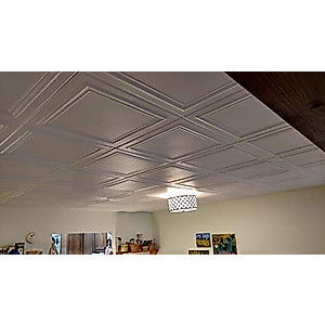 A La Maison Ceilings R24 Line Art Foam Glue-up Ceiling Tile (128 sq. ft./Case), Pack of 48, Plain White