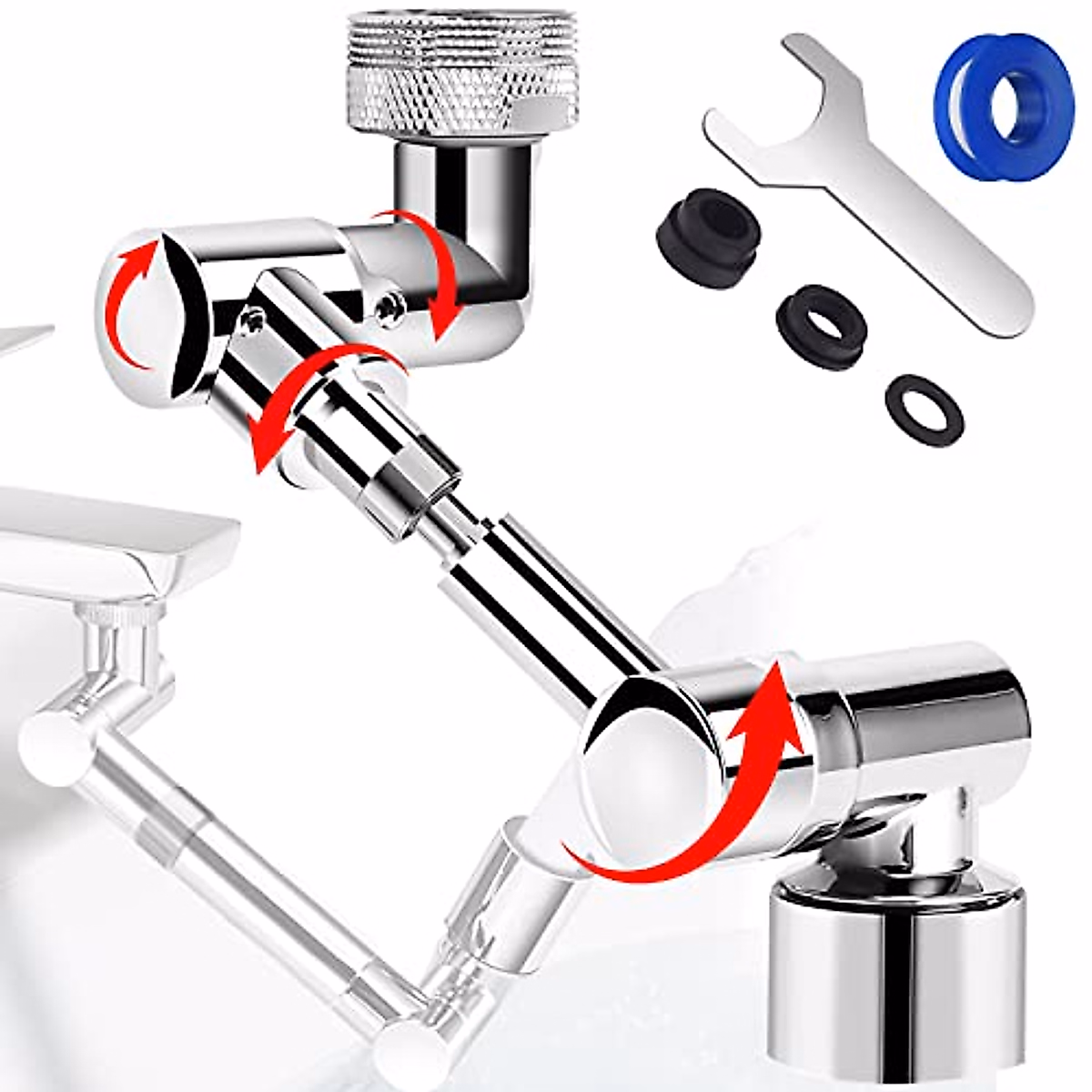 Faucet Extender, 1440 Rotating Faucet Extender for Bathroom Sink, Universal 1080 Degree Rotatable Faucet Aerator, Multifunctional Swivel Faucet Attachment With 2 Water Outlet Modes (Retractable)