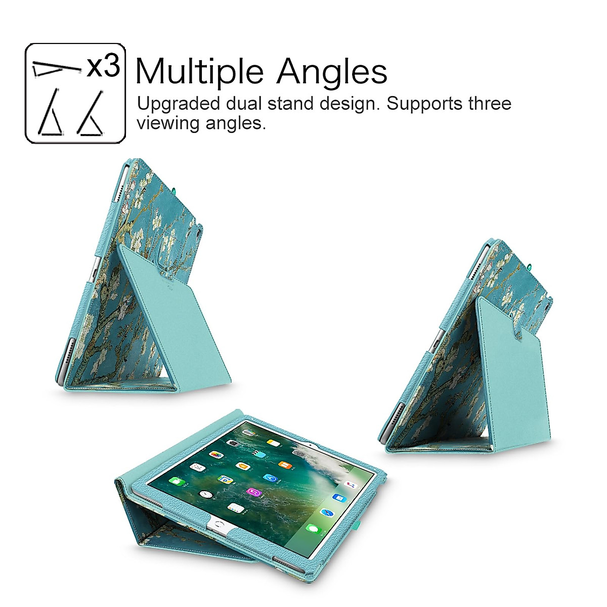 Fintie Folio Case for iPad Pro 12.9 (2nd Gen) 2017 / iPad Pro 12.9 (1st Gen) 2015 - [Corner Protection] Premium PU Leather Smart Stand Protective Cover with Auto Sleep/Wake (Blossom)