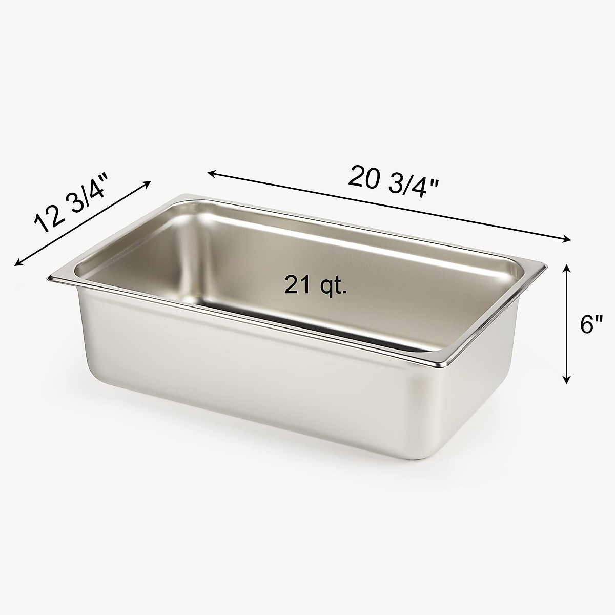 CURTA 6 Pack Anti-Jam Slotted Hotel Pans with Lids, Full Size 6 Inch Deep, NSF Commercial 18/8 Stainless Steel Chafing Steam Table Food Pan with Covers