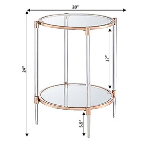 Convenience Concepts Royal Crest 2 Tier Acrylic Glass End Table, Rose Gold/Glass