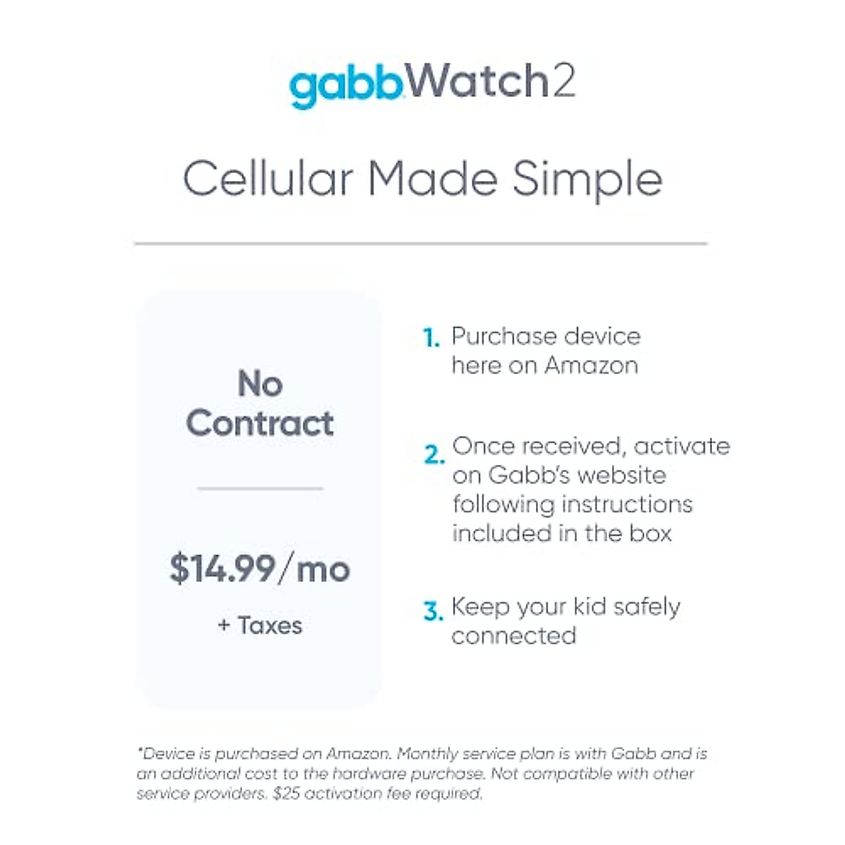 Gabb Watch 2 Smart Watch for Kids -Silver, GPS Tracker, Safe Cell Phone, Talk/Text Ability, Parental Controls, No Social Media, SOS Button, Not a Toy, Ages 6 and Up