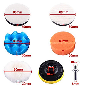 SIQUK 38 Pieces Car Polishing Pad Kit 3 Inch Buffing Pads Foam Polish Pads Polisher Attachment for Drill