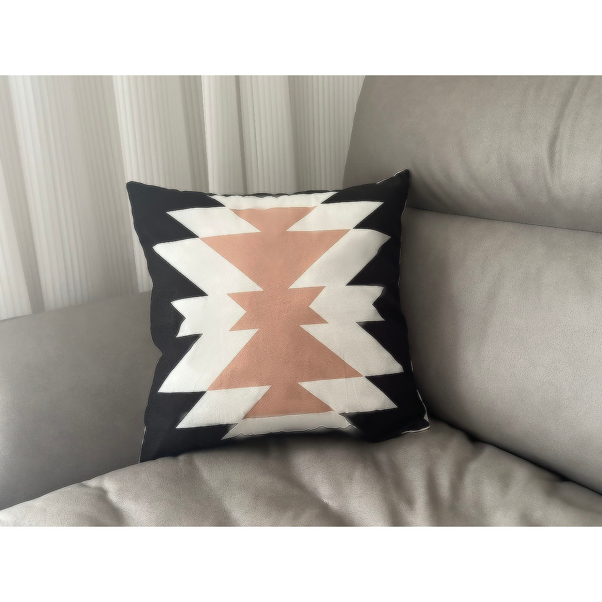 MEPED Geometric Modern Throw Pillow Covers 18x18 Inch，Black White Coffee Throw Pillow Cases Tribal Decor Cushion Cover for Bedroom Bed Outdoor Couch Sofa