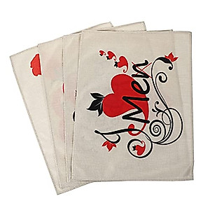 STOBOK 4pcs Valentine's Day Placemat Linen Placemats Embroidered Table Runner Table Placemats Burlap Kitchen Placemats Jute Placemats Linen Table Runner Household Placemat Dinnerware Mat
