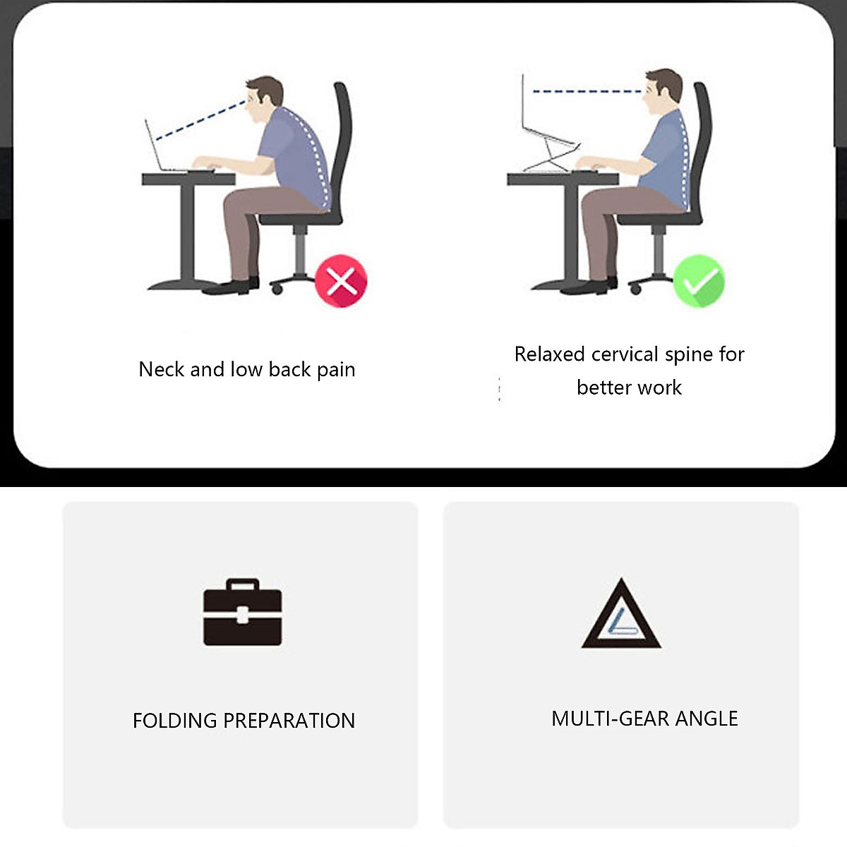 Laptop Stand, Laptop Stand Cooling Pad for Desk, Stable Laptop Stand/Riser ABS Material Laptop Stand for Tablet Computer, for Mac,Lenovo,10-17 Laptop, Large, Black