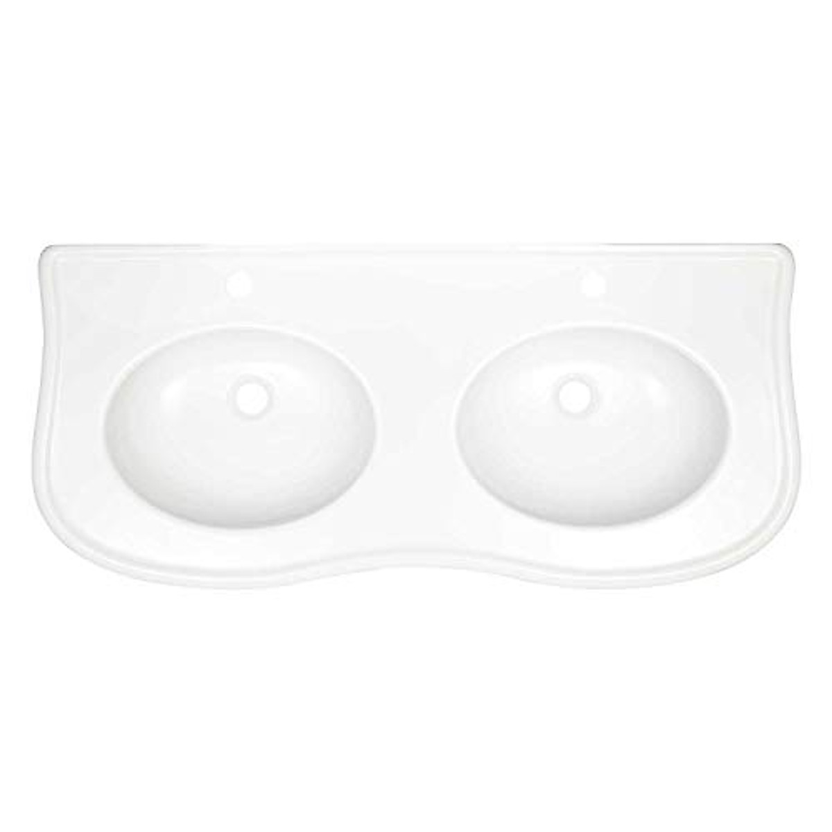 Signature Hardware 930562 Adler 46" Vitreous China Wall Mounted Double Basin Bathroom Sink with 1 Faucet Hole