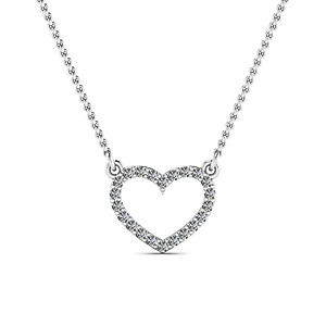 Fascinating Diamonds 1/6 Ctw Round Cut Natural Diamond Heart Lure Pendant For Women 14K White Gold SI1/SI2 Clarity And G/H Color (Premium Collection)