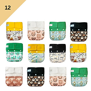 KaWaii Baby One Size HD3 Pocket Cloth Diapers, Best Daycare Nappies, Washable, Reusable, Leakfree, Unisex, Pack of 12 Diapers