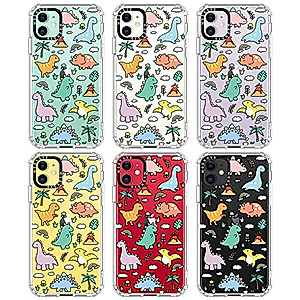 MOSNOVO Compatible with iPhone 11 Case, [Buffertech 6.6 ft Drop Impact] [Anti Peel Off Tech] Clear TPU Bumper Phone Case Cover with Cute Joyful Dinosaur Designed for iPhone 11 6.1"