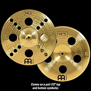 Meinl 12" Trash Stack Cymbal Pair with Holes - HCS Traditional Finish Brass for Drum Set, Made In Germany, 2-YEAR WARRANTY (HCS12TRS)