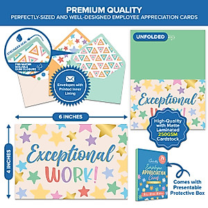 Decorably 24 Pack Gold-Foiled Employee Appreciation Cards with Envelopes & Stickers - 8 Designs Blank Inside Employee Appreciation Card, 6x4in Employee Thank You Cards for Employees Appreciation