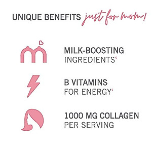 Munchkin® Milkmakers® Lactation Drink Mix Supplement with B Vitamins/Collagen/Fenugreek & Milk Thistle for Breastfeeding Moms, Berry Lemonade, 14 Count