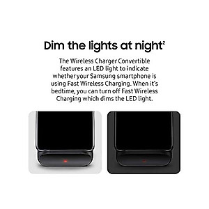 Samsung Electronics Wireless Charger Convertible Qi Certified (Pad/Stand) - for Galaxy Buds, Galaxy Phones, and Apple iPhone Devices - US Version - White (US Version)