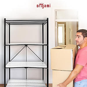 Origami Magnetic Shelf Liners For Wire Shelves & Wire Shelving | R5 Series Collapsible Foldable 4-Shelf Large Heavy Duty Storage Rack (4 Pack) | Clear