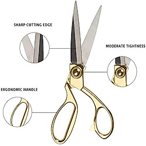 ZJMZZM 8.5 '' Gold Stainless Steel Sharp Tailor Scissors Professional Household Scissors Craft Scissors Fabric Scissors Heavy Duty Cutting Sewing, Crafts, Home Kitchen Office