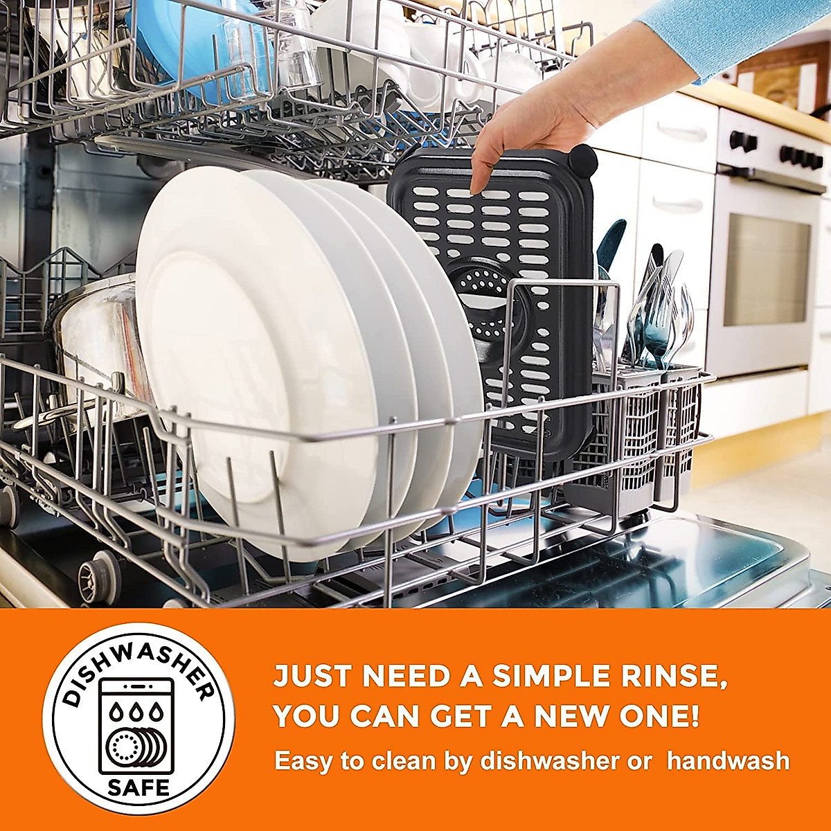 Air Fryer Grill Pan for Ninja Foodi DZ090/DZ201/DZ100（US）AF300（UK）6-in-1 7.6L Dual Zone Air Fryer, 2-Pack Replacement Crisper & Grill Plates with Rubber Bumpers, Dishwasher Safe