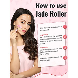 Deciniee Jade Roller and Gua Sha Set - Anti Aging Rose Quartz Face Massager for Eye, Neck - Natural Beauty Skin Care Tools Body Muscle Relaxing Relieve Wrinkles