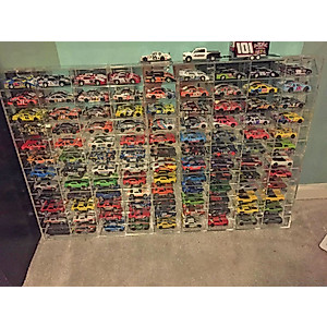 Display Case Wall Cabinet for 1:64 Scale Matchbox Hot Toy Cars Wheels 108 Slots UV Protect Mirrored Background