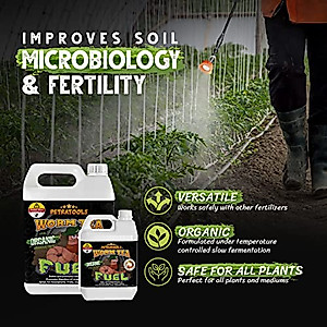 Worm Tea for Growers Gardening Soil - Compost Tea Fertilizer Liquid - Worm Castings, Earthworm Casting Manure Fertilizer - Earthworm Tea Worm Castings - PetraTools Worm Casting Concentrate for Growers (1Gal)