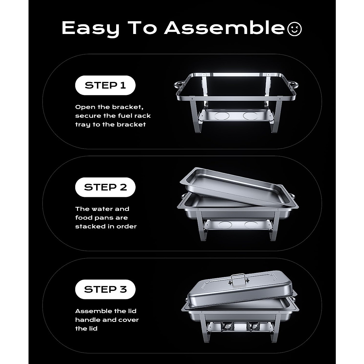 Chafing Dishes for Buffet 4 Pack, [Ultrasonic Mirror Polishing] Chafing Dish Buffet Set 9QT, [Rolled Edge Finger Protection] Buffet Servers and Warmers for Any Party, Wedding, Birthday and Hotel