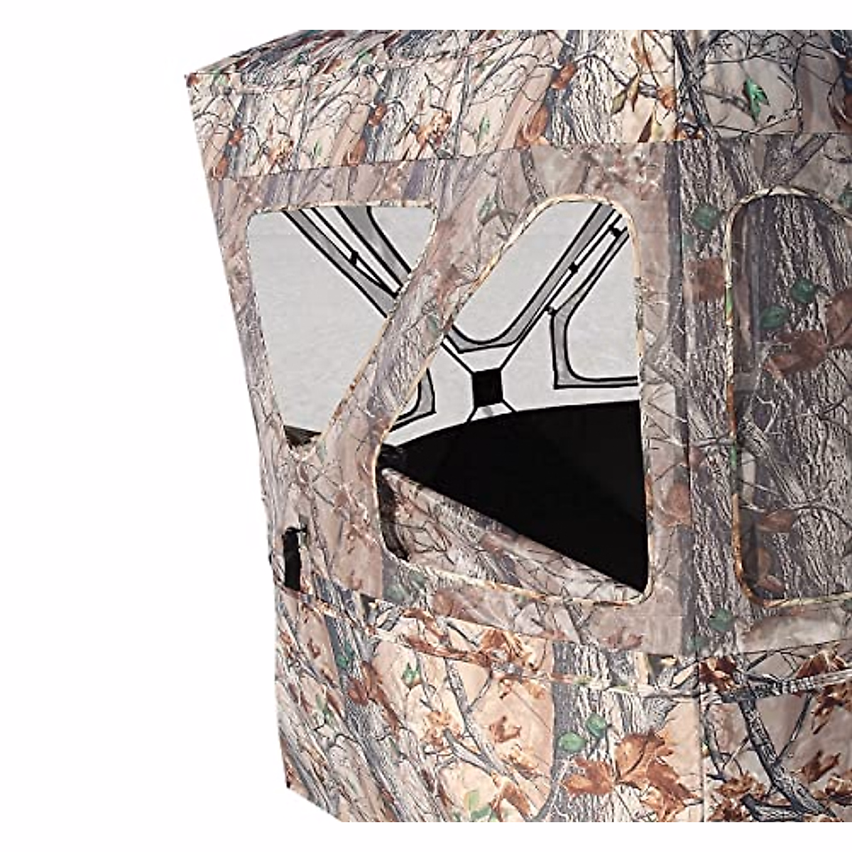 Muddy Outdoors Infinity Epic Camo Shadow Mesh Windows Black Backed Water Resistant Heavy-Duty 600 Denier Fabric Ground Blind, 3-Person