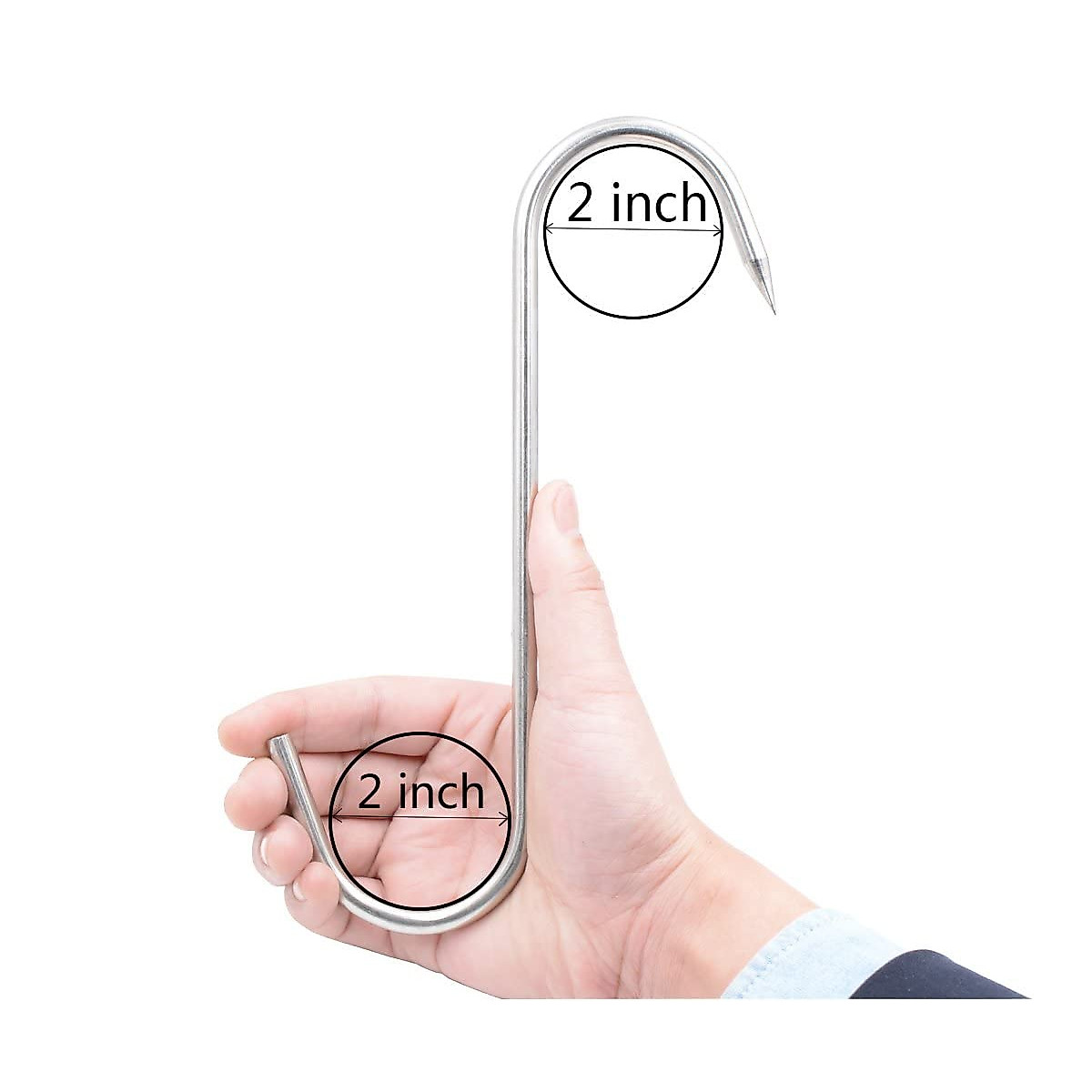 HONSHEN 10" Meat Hooks,8mm Heavy Duty S-Hooks Stainless Steel Meat Processing Butcher Hook 4Pack