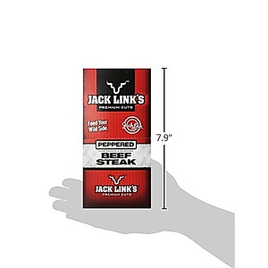 Jack Link’s Premium Cuts Beef Steak, Peppered, 12 Count, 1 Oz Strips – Great Protein Snack with 11g of Protein and 1g of Carbs Per Serving