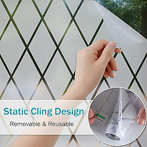 VELIMAX Lattice Frosted Window Film Window Privacy Film Static Cling Window Vinyl Opaque Glass Sticker Non Adhesive Anti-UV 17.7x78.7 inches