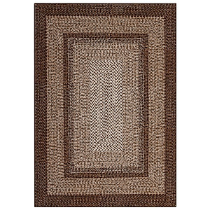 LUXLOOM Washable Rug 8x10 Area Rugs for Living Room Modern Bedroom Rug Brown Rug Imitation Braided Large Area Rug Non Slip Throw Rugs Stain Resistant Carpet for Nursery Dining Room 8'x10' Dark Brown