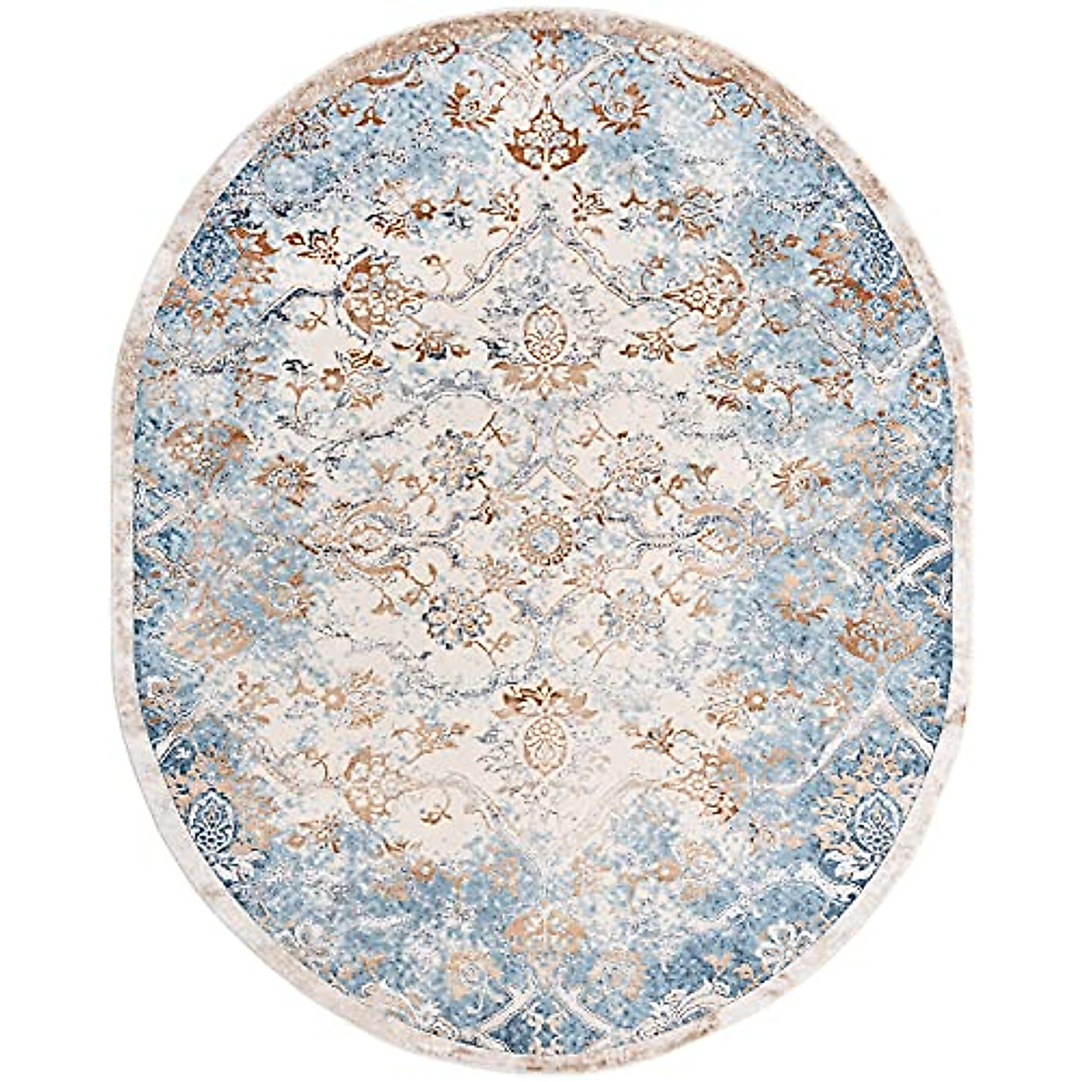 Rugs.com Highbury Collection Rug – 8' x 10' Oval Teal Medium-Pile Rug Perfect for Living Rooms, Large Dining Rooms, Open Floorplans