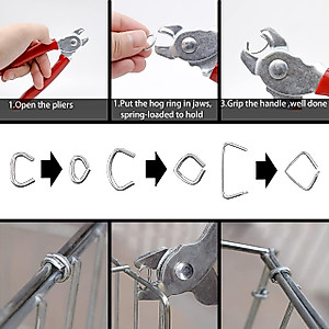 INKNOTE 270 Pcs Galvanized Hog Rings Assortment Kit (3 Sizes) & One Piece Professional Hog Ring Pliers, widely for Bungee/Animal Pet Cages/Bagging/Meat & Sausage Casing/Fencing/Furniture Upholstery