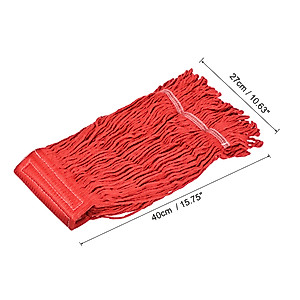 MECCANIXITY Commercial Mop Heads Replacement 40x27cm Cotton Yarn for Wet/Dry Mop Floor Cleaning Pads, Red