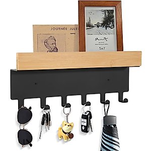 FANYITY Key Holder Wall Mount,Key Hooks for Wall with 6 Stainless Steel Key Hooks and Mail Organizer for Entryway Hallway Kitchen Farmhouse Decor (Key Hooks-6)