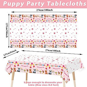 3 Pack Dog Birthday Party Decorations Pet Dog Tablecloths Puppy Table Covers Pink Dog Party Supplies Paw Print Table Decor for Girls Kids Lets Pawty Birthday Baby Shower Party Favor 54 x 108 Inch