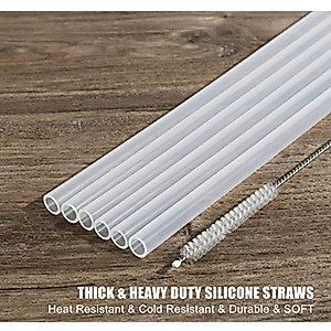 Greant 6 Pack Replacement Straws compatible with LIFEFACTORY Water Bottle 16oz with Straw Cap, 7.5 inch Silicone Straws (190mm (compatible with 16 Ounce Lifefactory Bottle))