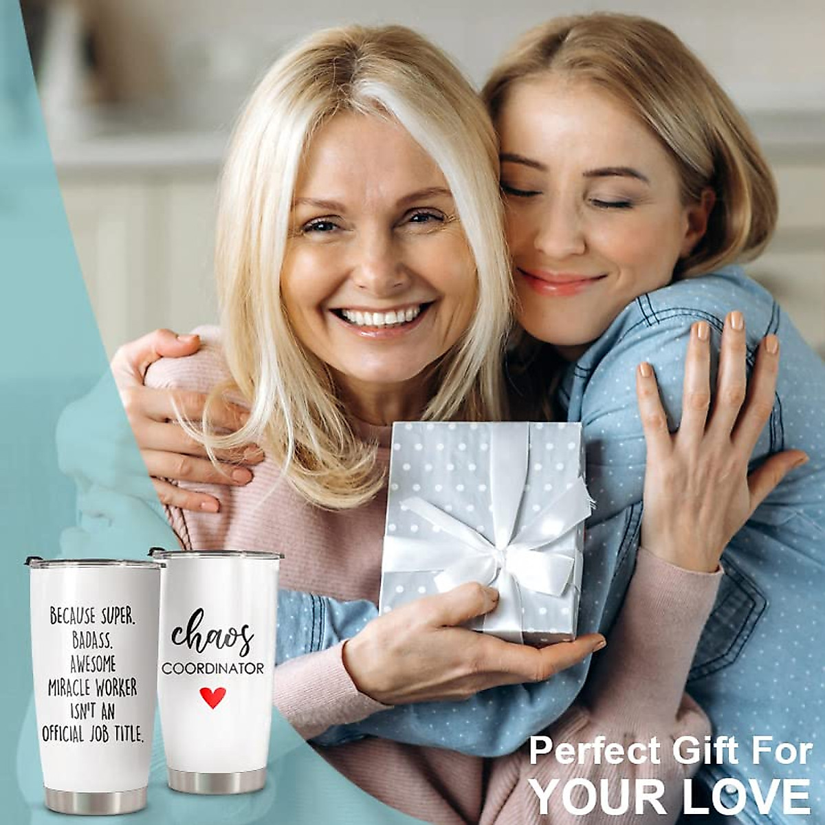 CHICKOR Gifts for Women - Unique Gift idea for Boss Lady, Her, Mom, Coworker, Manager, Teacher, Boss - 20 Oz Chaos Coordinator Tumbler With Straw - Birthday Gifts for Women, Officer, Wedding Planner