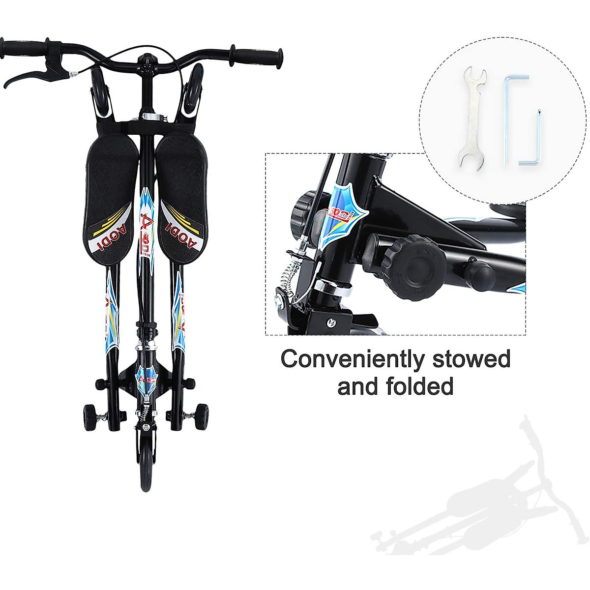 AODI Swing Scooter for Kids, 3 Wheels Foldable Wiggle Scooter Push Drifting with Adjustable & 2 Rear LED Wheels Kicks Scooter for Boys and Girls Ages 3-8