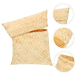 RORPOIR Bamboo Pillow Gift Box Trays Decorative Wedding Decor Woven Hamper Bamboo Woven Basket Bamboo Sticky Rice Serving Bread Basket Decorative Storage Baskets Storage Baskets Woven Food