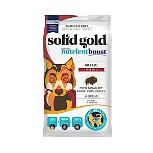 Solid Gold Nutrientboost Wolf King Large Breed Dog Food - Whole Grain Dry Dog Food Kibble Made with Real Bison, Brown Rice & Sweet Potato - Omega 3, Superfood & Digestive Probiotics - 11 LB Bag