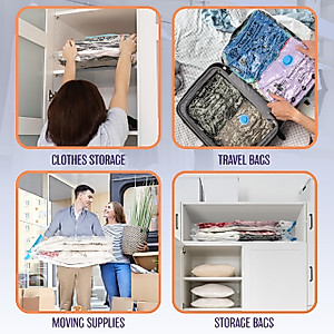 ClearSpace Vacuum Storage Bags, Space Saver Bags – 10 Jumbo Vacuum Seal Bags for Clothing, Blanket Storage, Clothes Storage – Vacuum Sealer Bags, Storage Bags or Travel Bags, Hand Pump Included