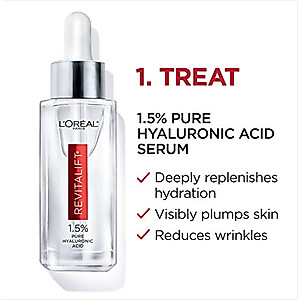 L'Oreal Paris Revitalift Triple Power Anti-Aging Face Moisturizer & Hyaluronic Acid Face Serum, Paraben & Fragrance Free Regimen Kit, 2 Count