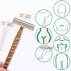 Eco-Friendly Razor | Disposable | Recycled Material | Men & Women Shaving Razor | Twin Blade | Biodegradable Wheat Straw, 50 Count (Pack of 1)