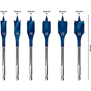 Bosch Professional 6X Expert SelfCut Speed Spade Drill Bit Set (Ø 14-24 mm, Accessories Rotary Impact Drill)