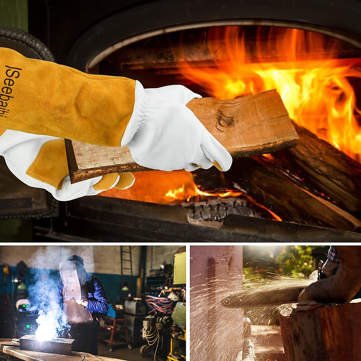 Long Gardening Gloves,Thorn Proof Genuine Leather Work Gloves, Garden Gloves with Long Cowhide Gauntlet to Protect Your Arms Until the Elbow, Working Gloves for Man and Women (Medium, Brown)