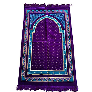 KD Islamic Prayer Rugs, Muslim Prayer Mats, Velvet Sajjadah, Janamaz, Islamic Gifts (Purple)
