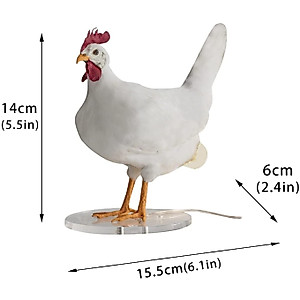 RQPQBO 2023 New Chicken Lamp with Egg in Butt Funky LED Chicken Egg Lamp Resin Chicken Lights Table Decor Funny Chicken Desk Lamp Lifelike Unique Lamps for Home Bedroom Living Room Decor (A)