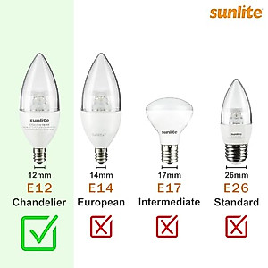 Sunlite LED Filament T8 Tubular Light Bulb, 2 Watts (25W Equivalent), Candelabra E12 Base, Dimmable, 85 mm, UL Listed, 130 Lumens, 2700K Soft White, 12 Count