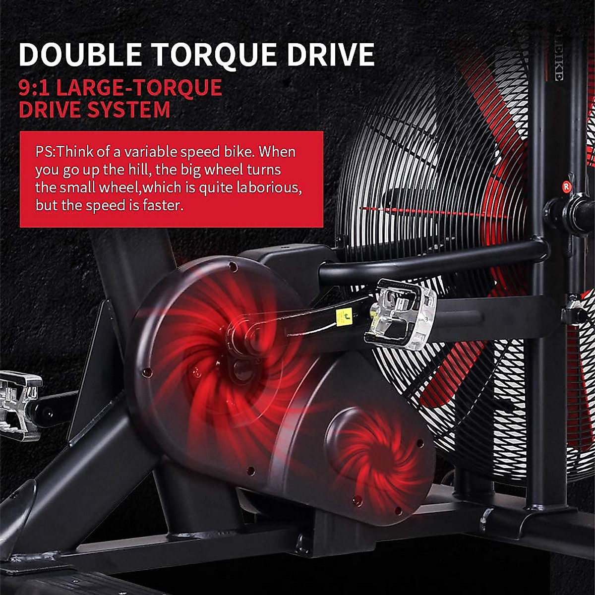 leikefitness Fan Exercise Bike Upright AirBike Indoor Cycling Stationary Bicycle with Unlimited Air Resistance System,Heart Rate Compatibility and Tablet Holder for Home Cardio Workout