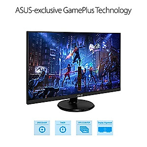 ASUS 27” 1080P Monitor (VA27DQ) - Full HD, IPS, 75Hz, Speakers, Adaptive-sync/FreeSync™, Low Blue Light, Flicker Free, VESA Mountable, Frameless, HDMI, VGA, DisplayPort, Tilt Adjustable, BLACK